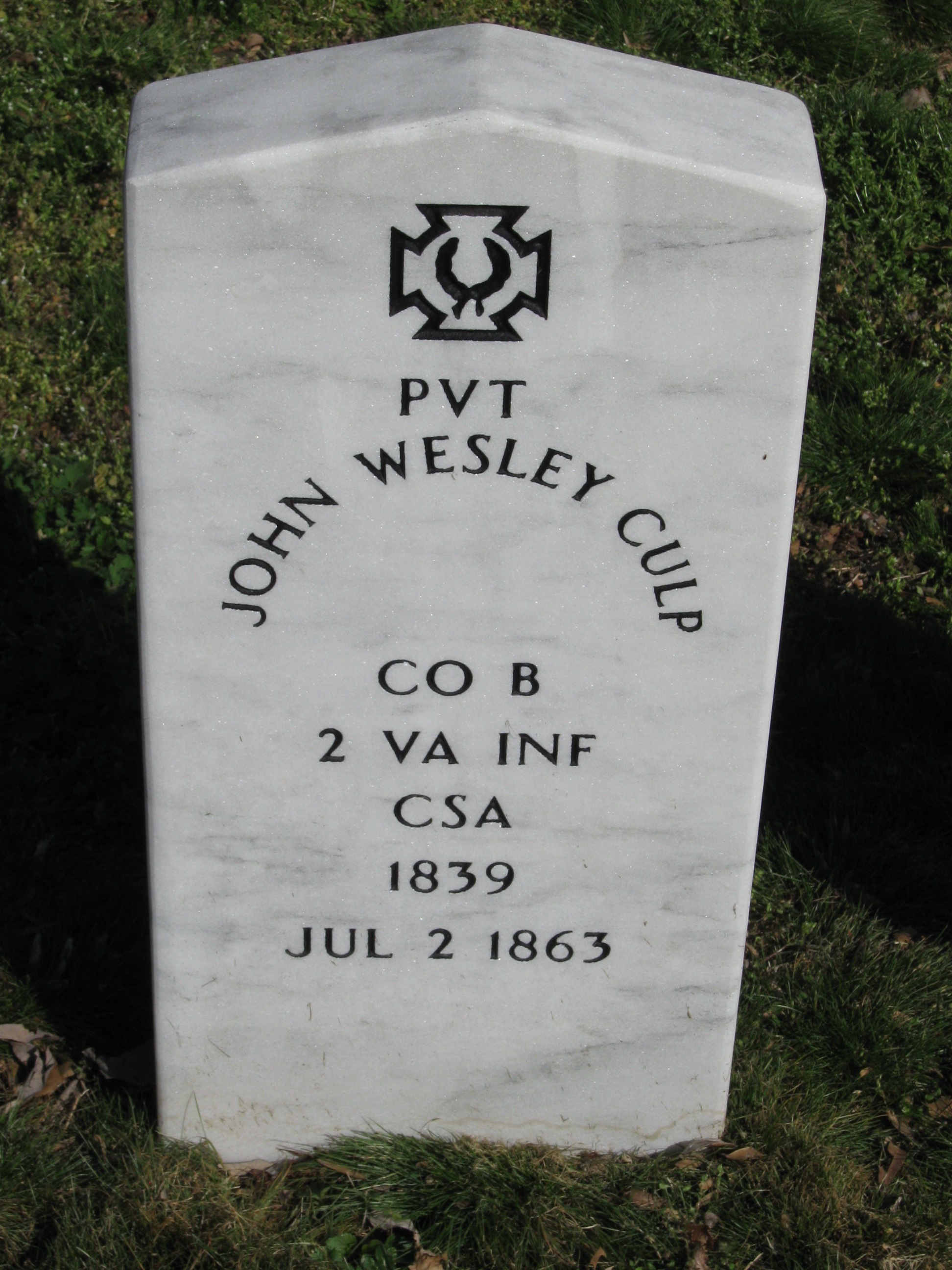 Gettysburg at Hollywood Cemetery – John Wesley Culp – No Vice & No Virtue